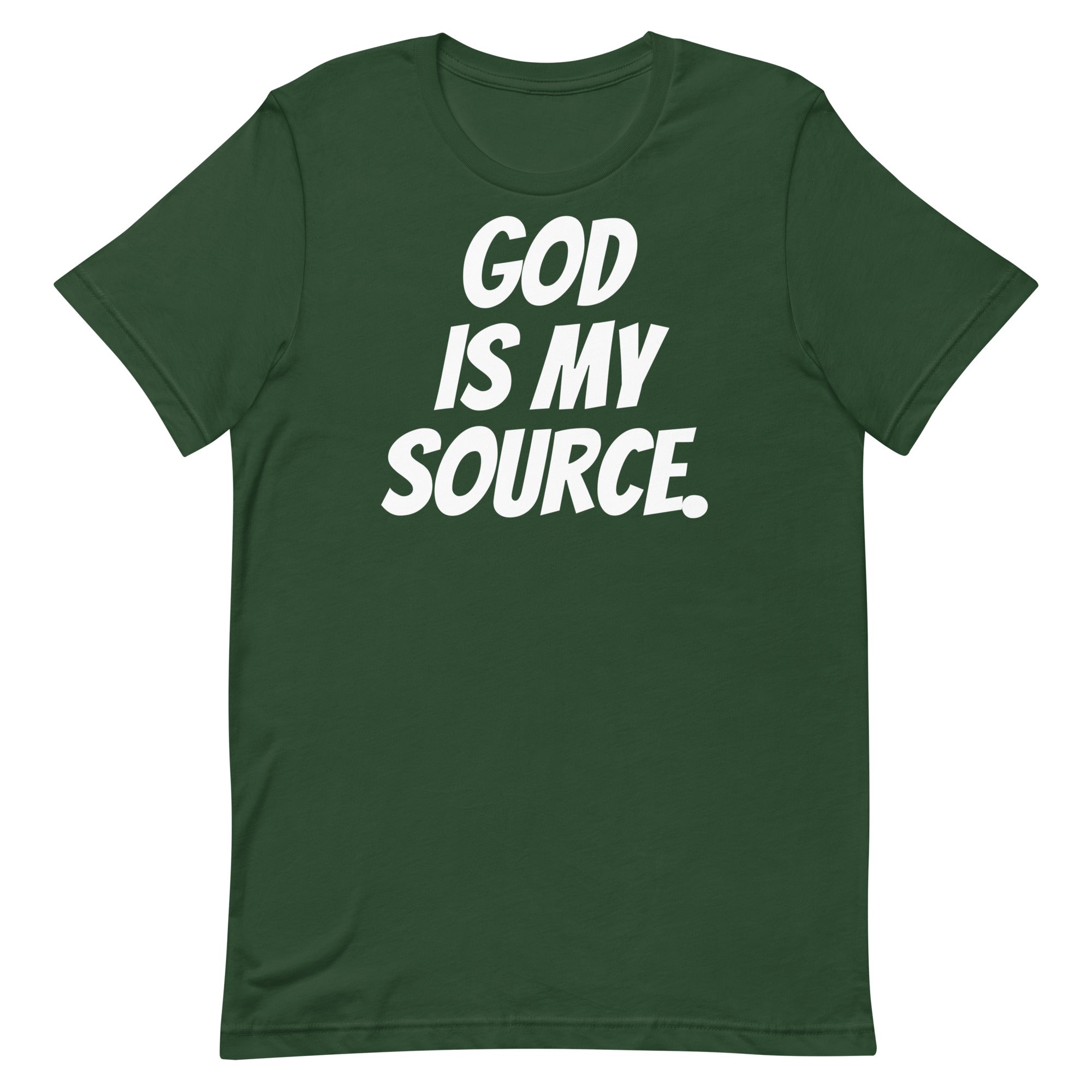 GOD IS MY SOURCE T-SHIRT - FOREST GREEN/WHITE – God Is My Source Store